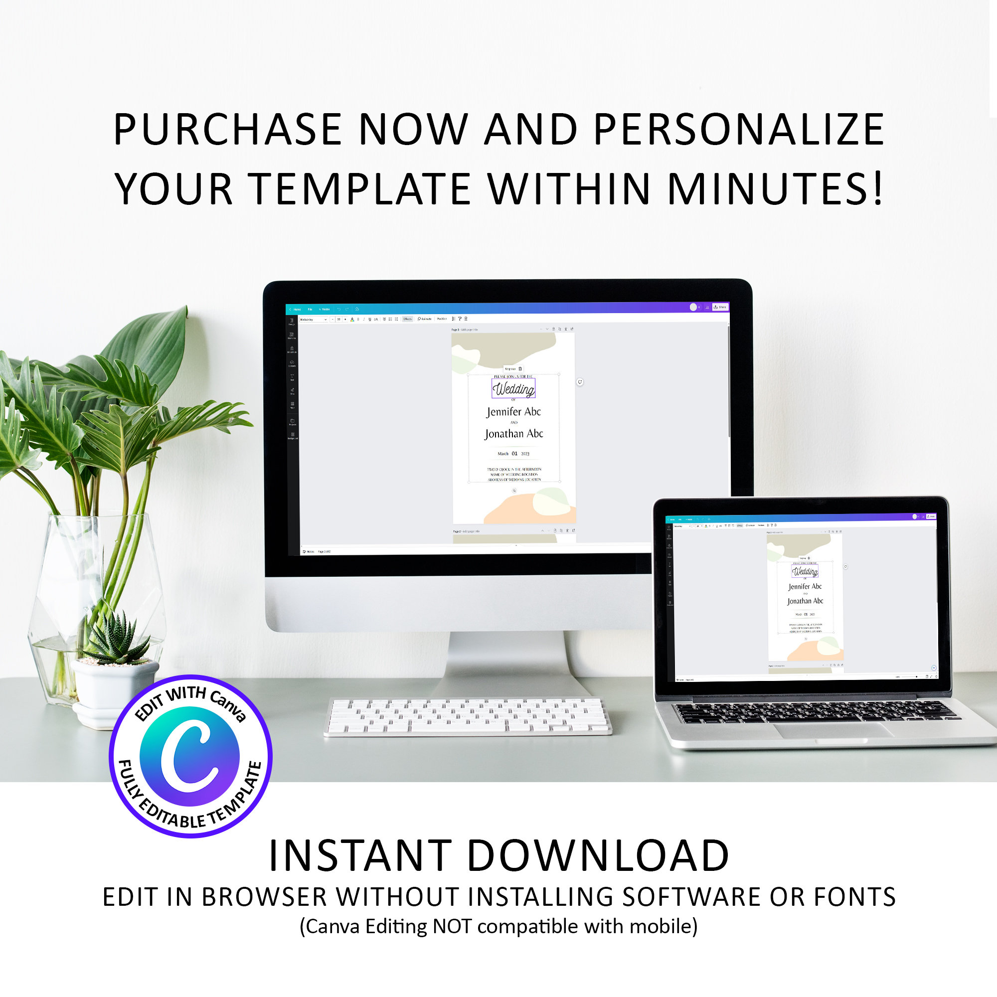 Editable Wedding Invitations Printable Wedding Invitation - Etsy