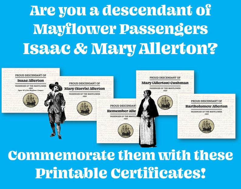 Isaac Allerton Family Mayflower Certificates Pilgrims Families ...