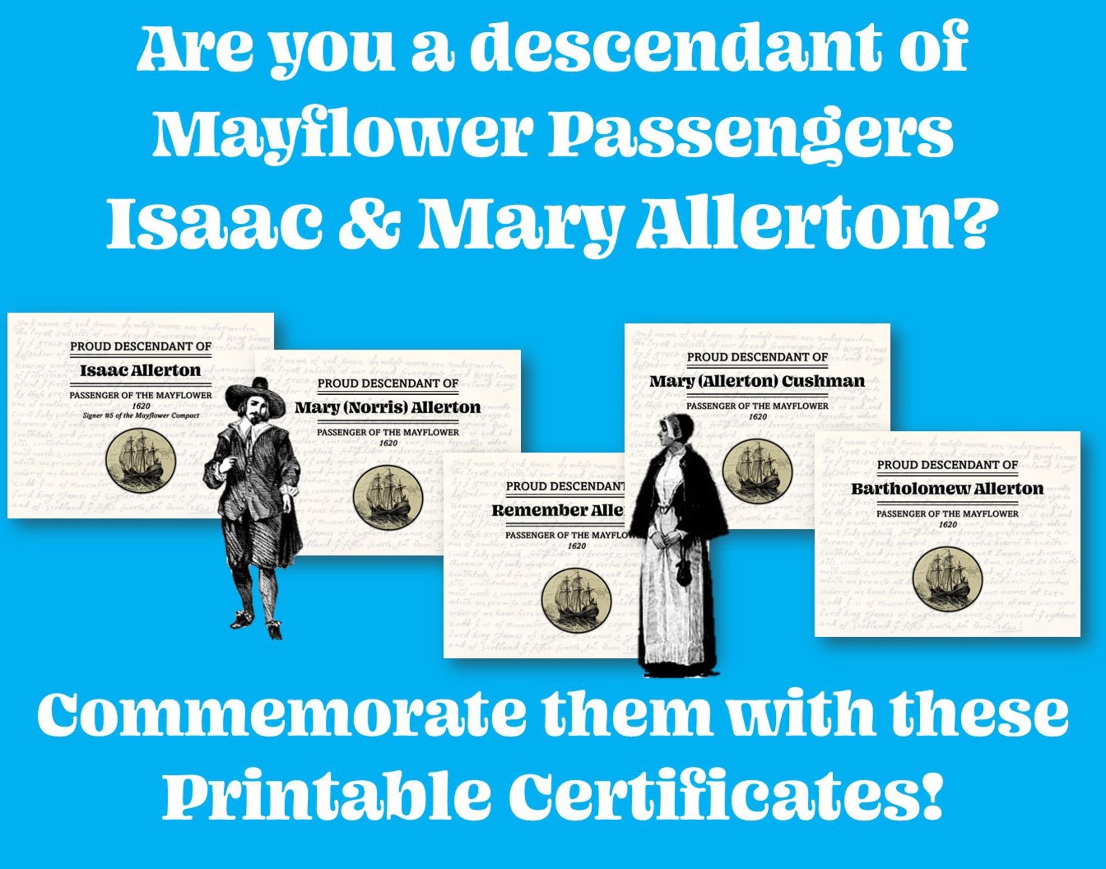 Isaac Allerton Family Mayflower Certificates Pilgrims Families ...
