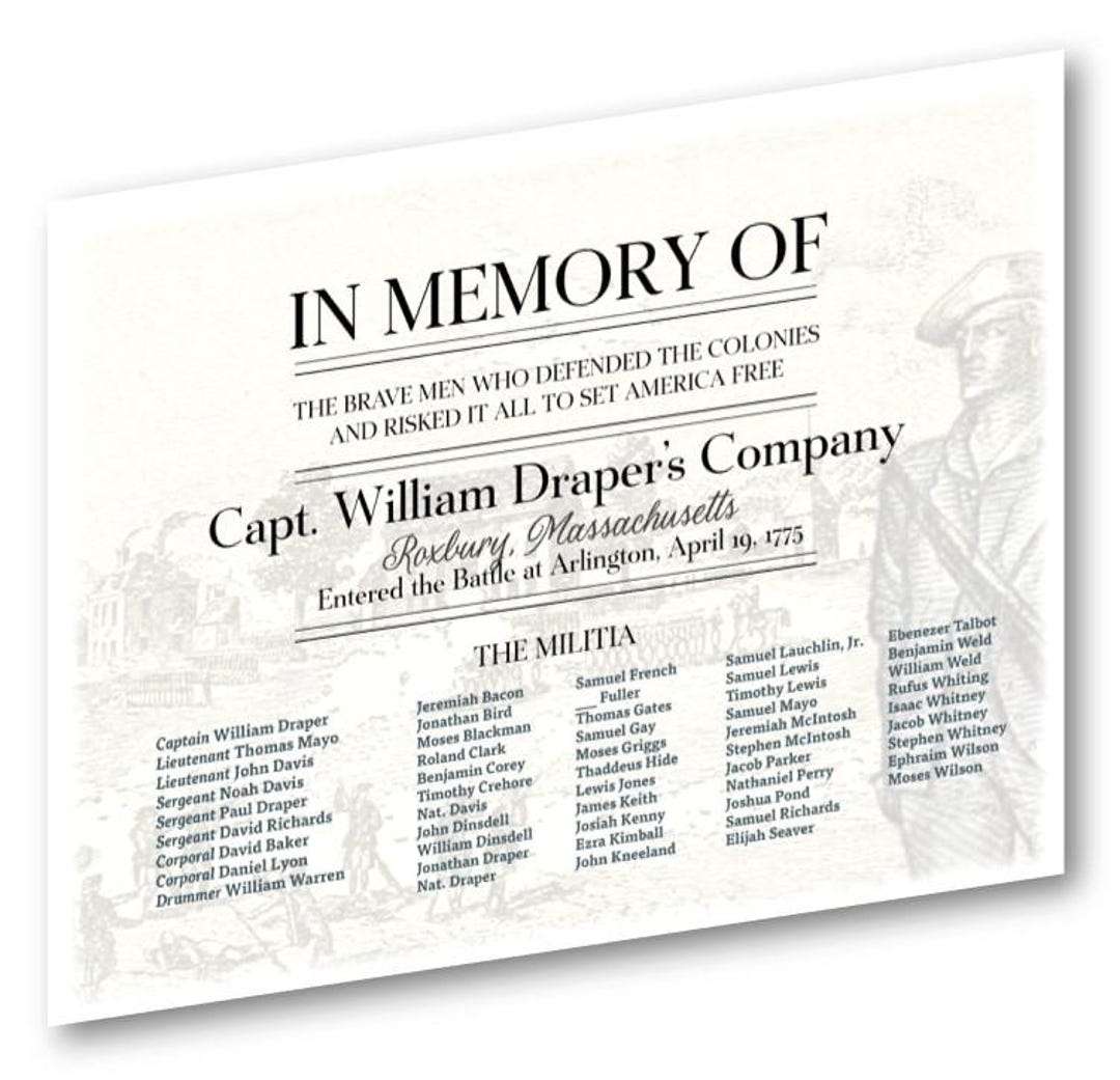 In Memory of Capt. William Draper's Company of Roxbury (boston ...