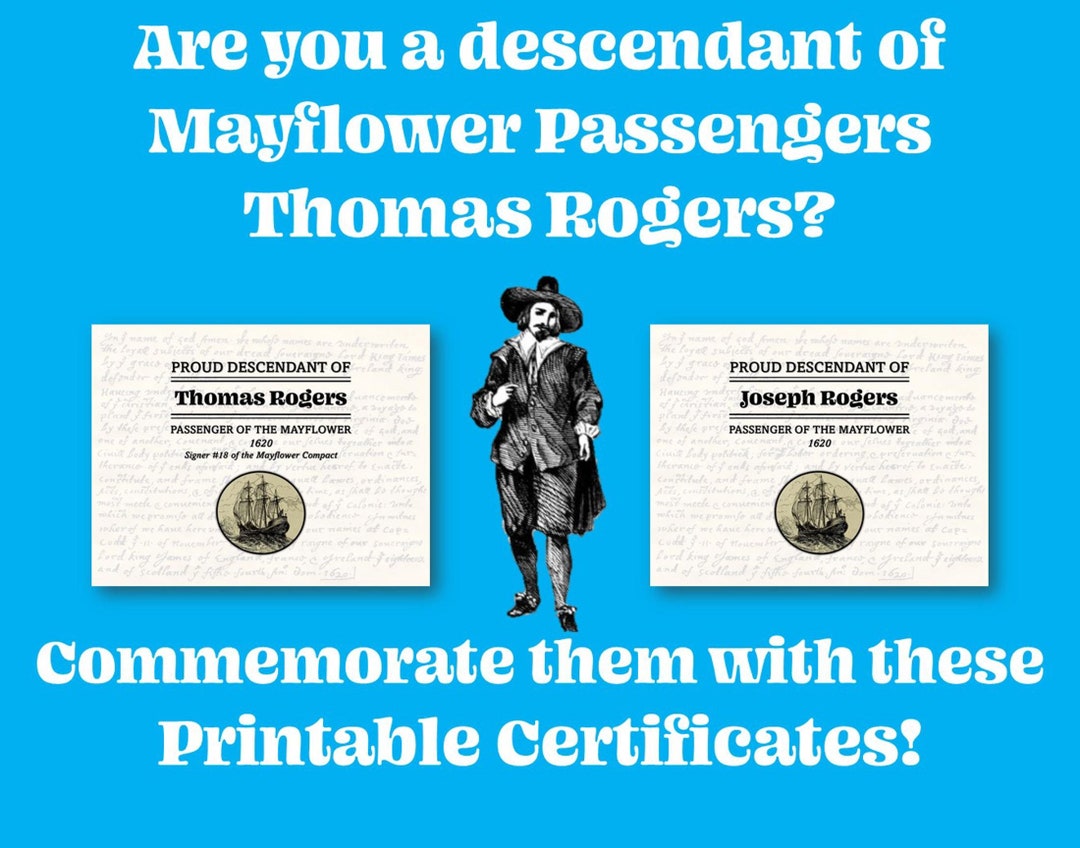 Thomas Rogers Family Mayflower Certificates Pilgrims Families Genealogy ...