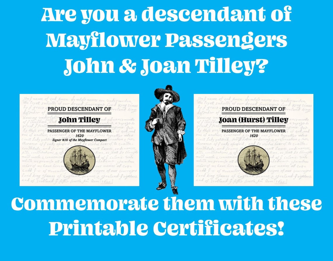 John Tilley Family Mayflower Certificates Pilgrims Families Genealogy ...