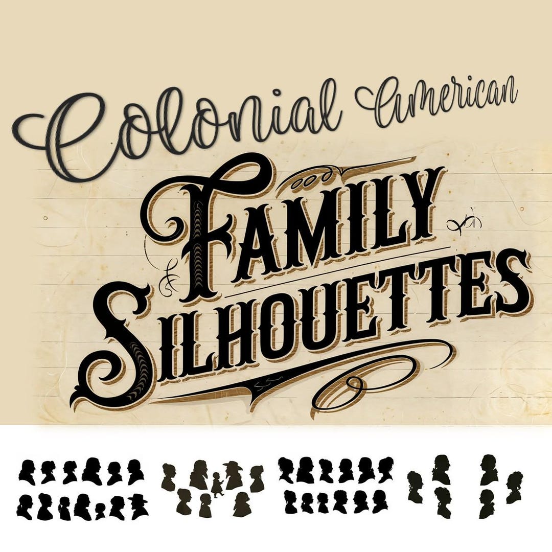 Colonial American Family People Silhouettes Colonists 18th Century ...