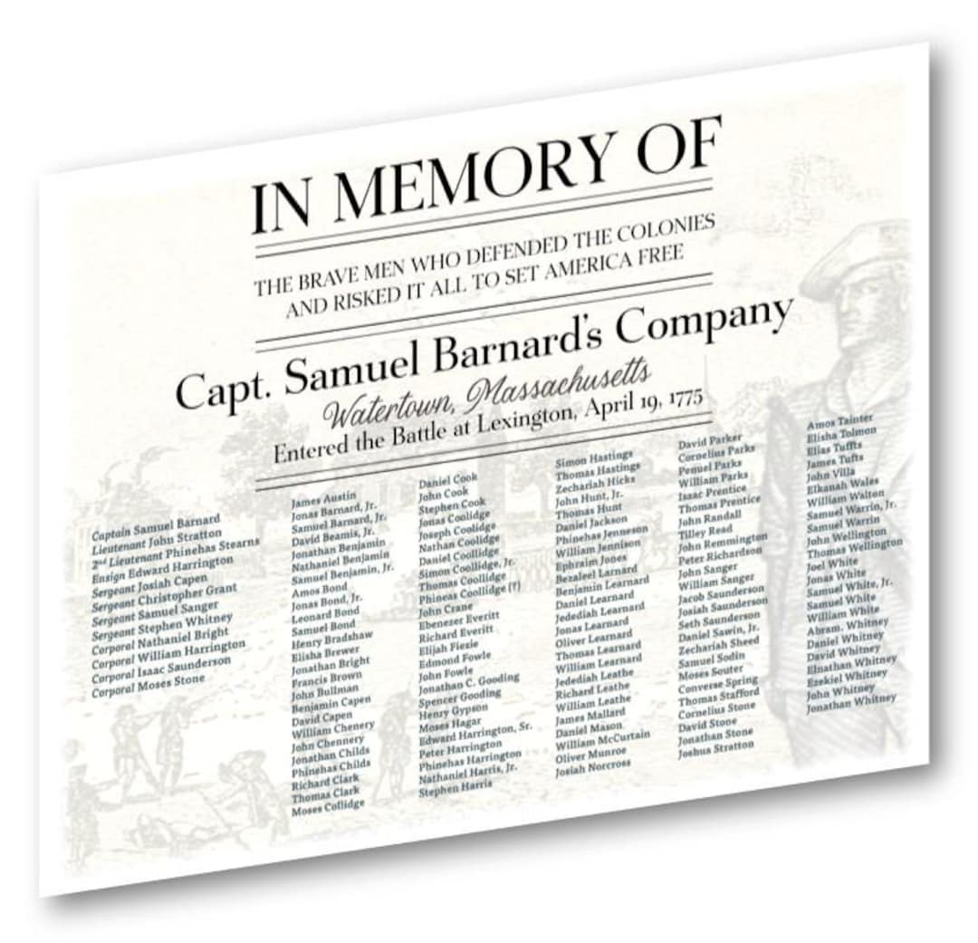 In Memory of Capt. Samuel Barnard's Company of Watertown, Massachusetts ...
