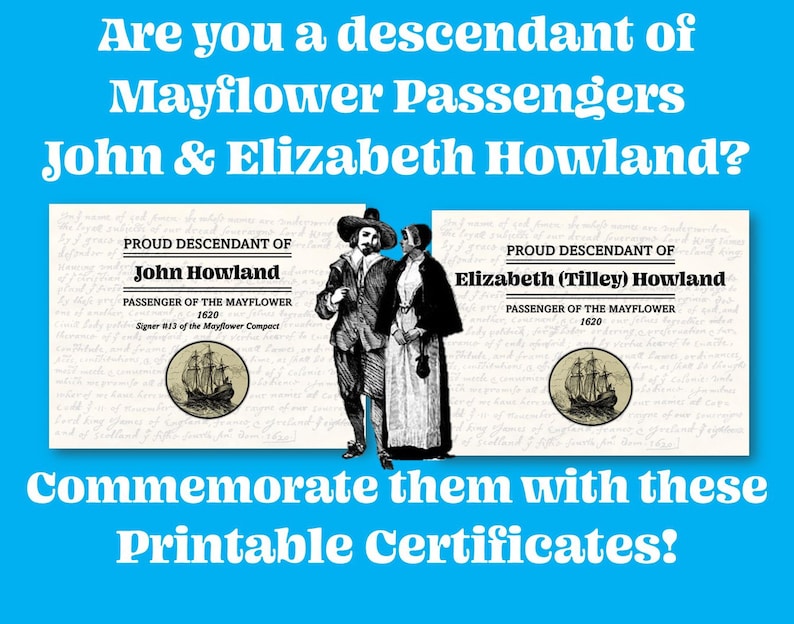 John Howland Family Mayflower Certificates Pilgrims Families Genealogy ...