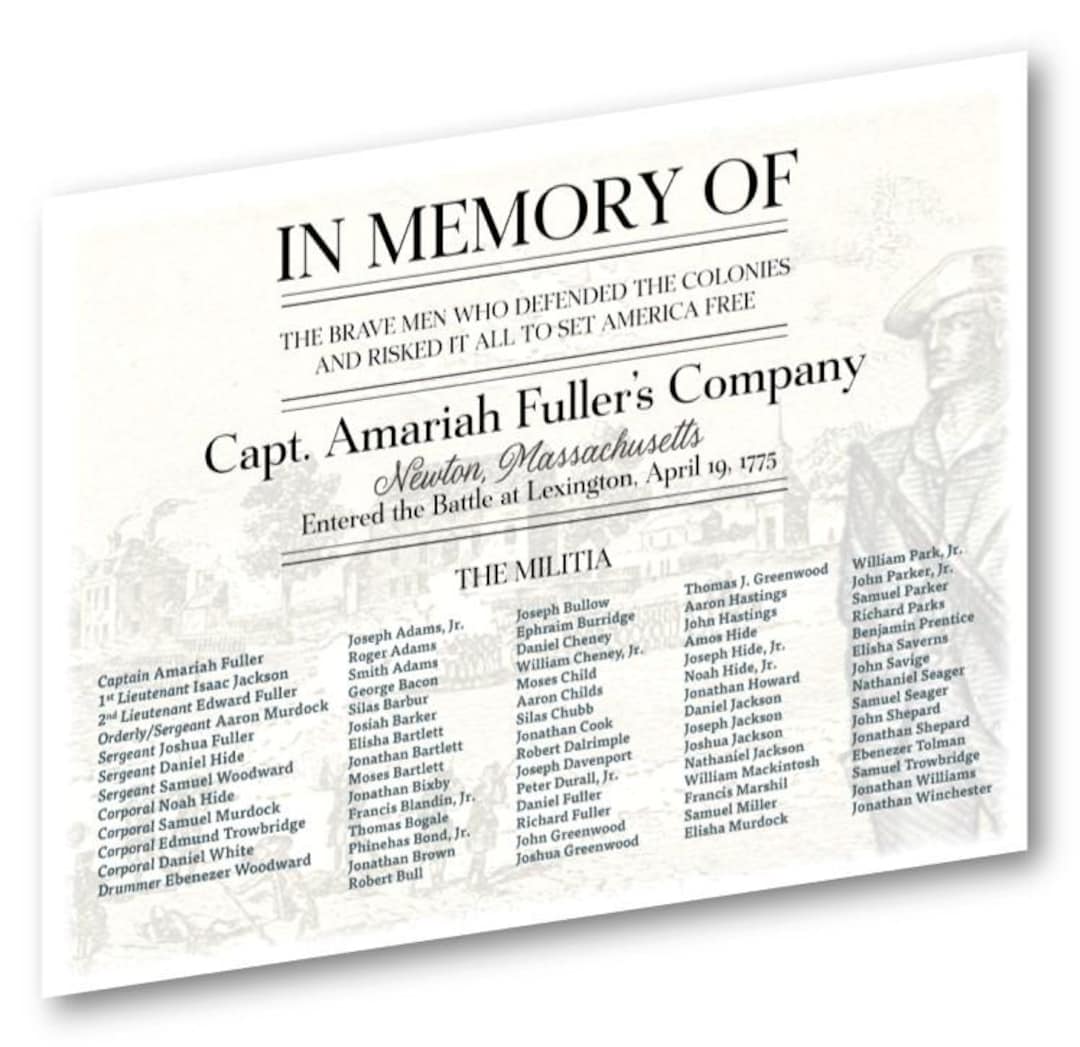 In Memory of Capt. Amariah Fuller's Company of Newton, Massachusetts ...