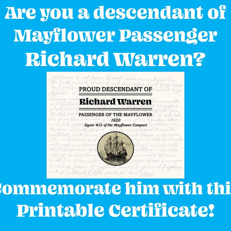 Mayflower Passenger Poster - Etsy