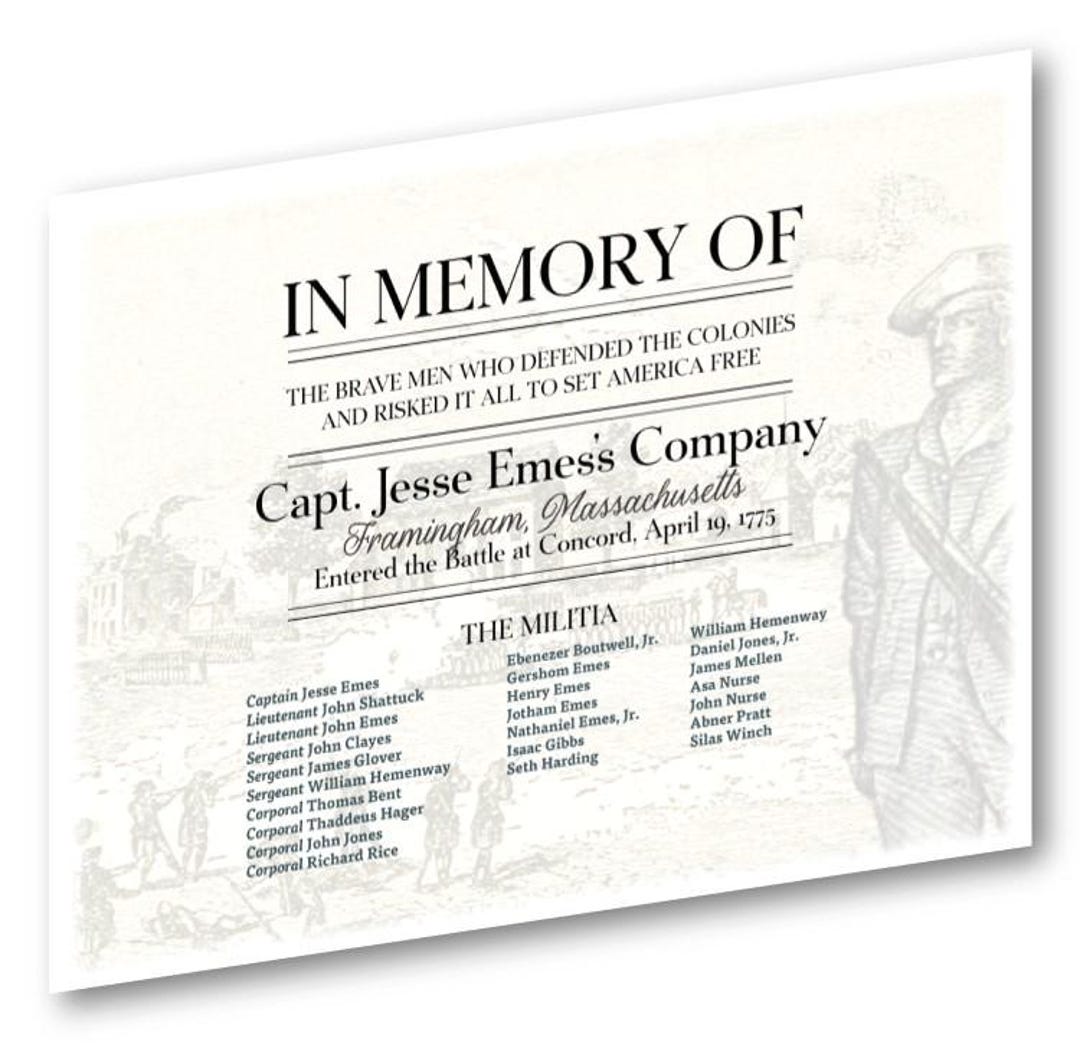 In Memory of Capt. Jesse Emes's Company of Dracut, Massachusetts ...