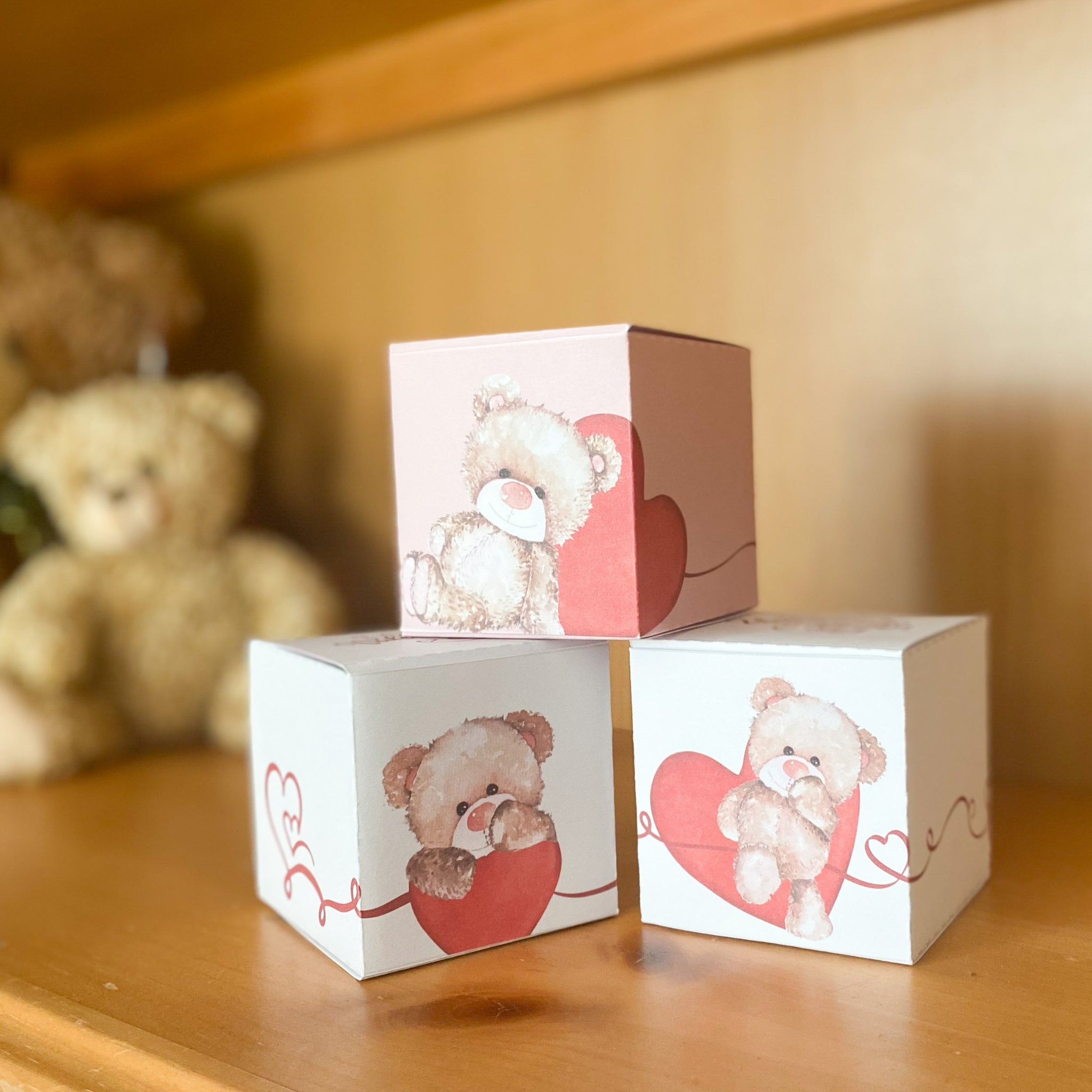 Valentine's Day Teddy Bears and Hearts, Treat, Party Favor, Gift Boxes ...