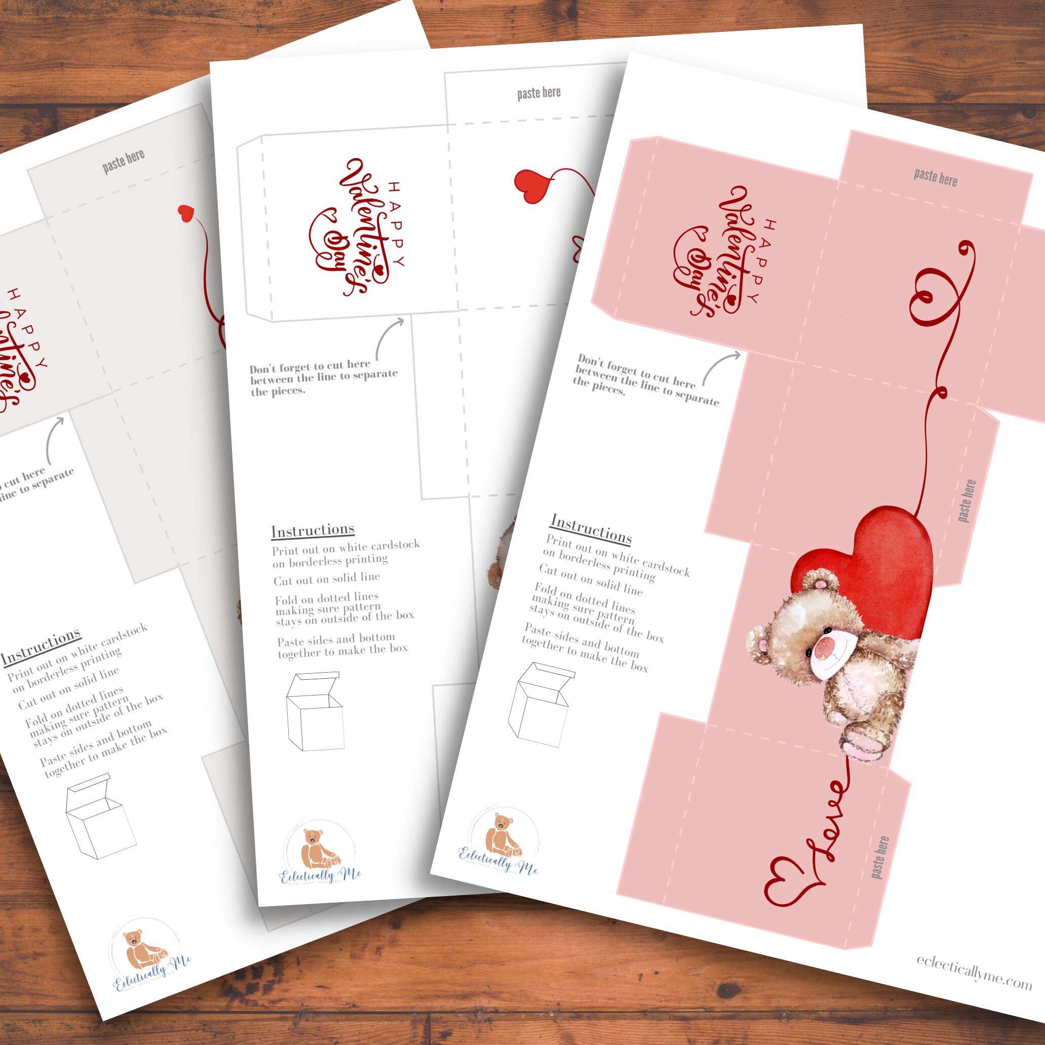 Valentine's Day Teddy Bears and Hearts, Treat, Party Favor, Gift Boxes ...