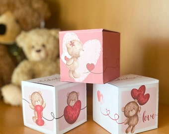 Valentine's Day Teddy Bears and Hearts, Treat, Party Favor, Gift Boxes ...