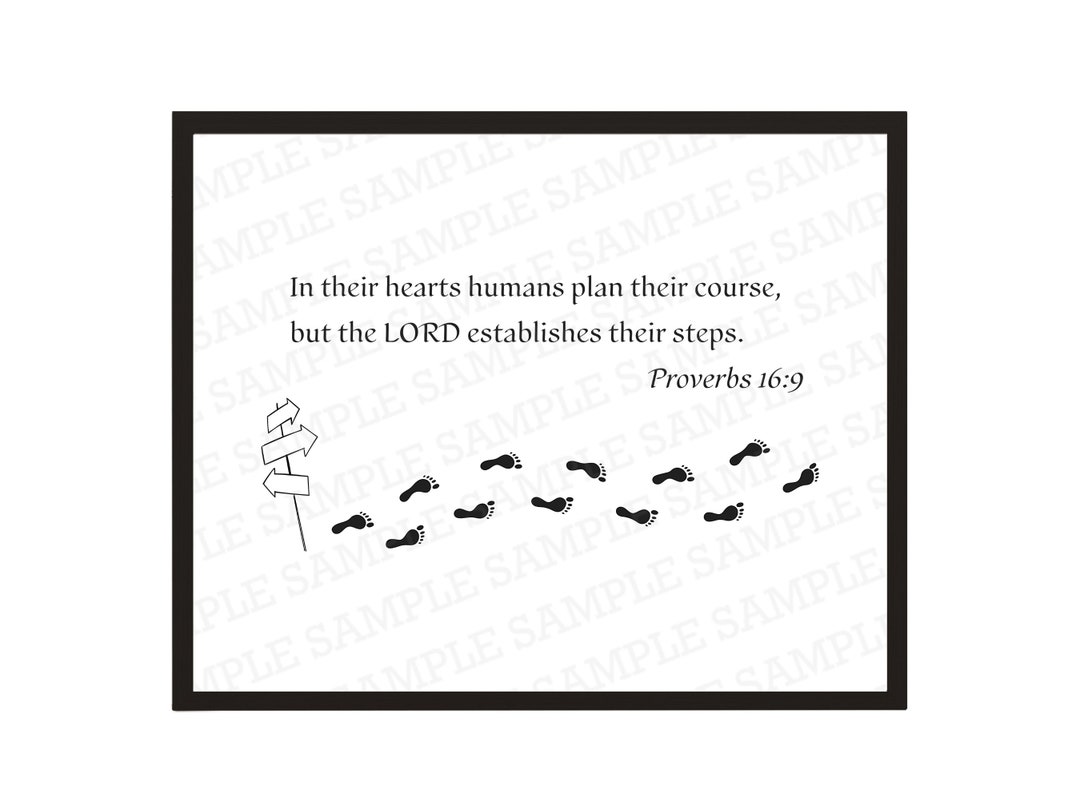 Proverbs 16:9 | Footsteps Poster | Humans Plan Their Course | Footsteps ...