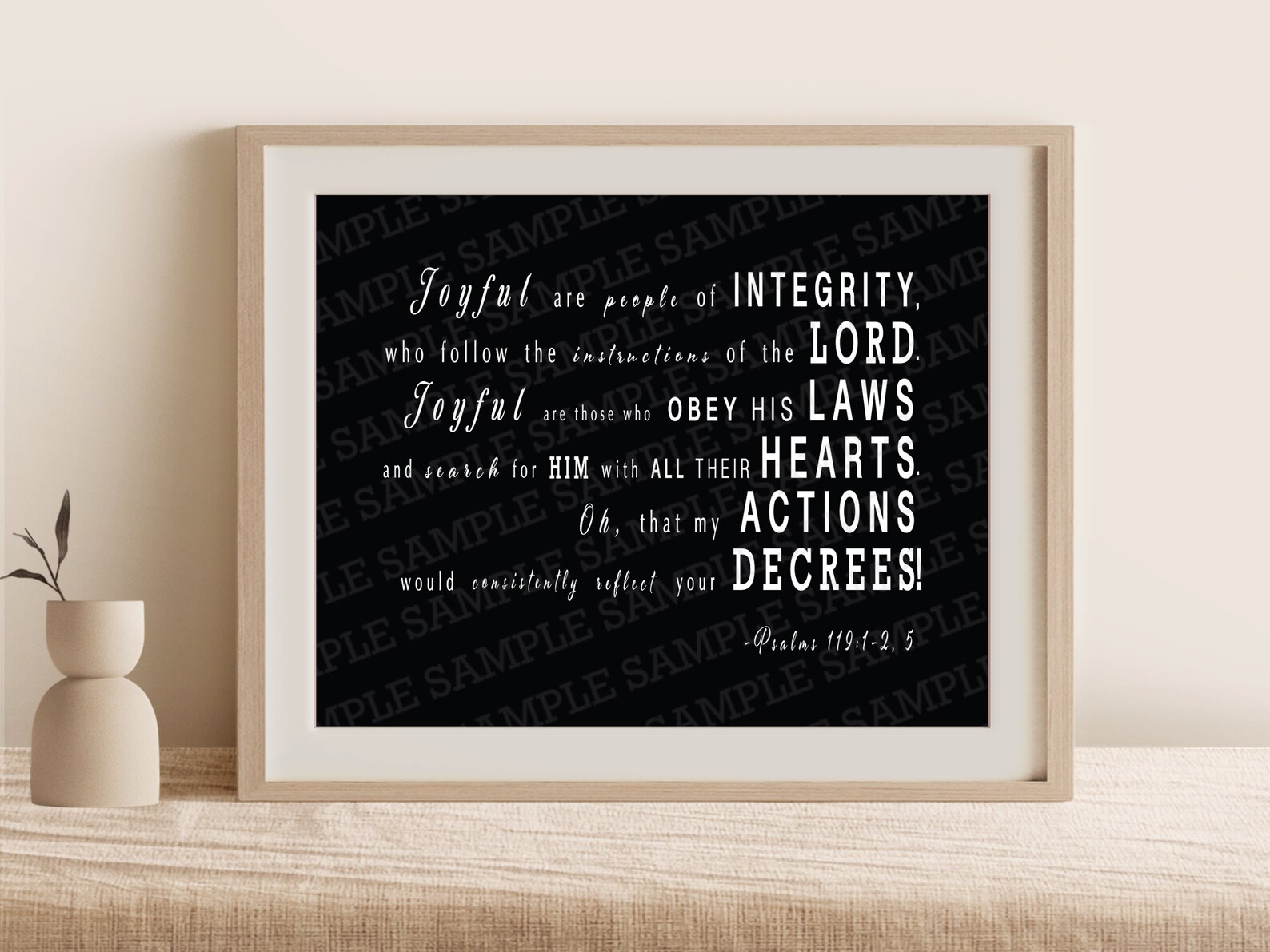 Psalm 119 | Joyful, Integrity, Heart, Action, Blameless | Christian Printable Poster | Bible ...