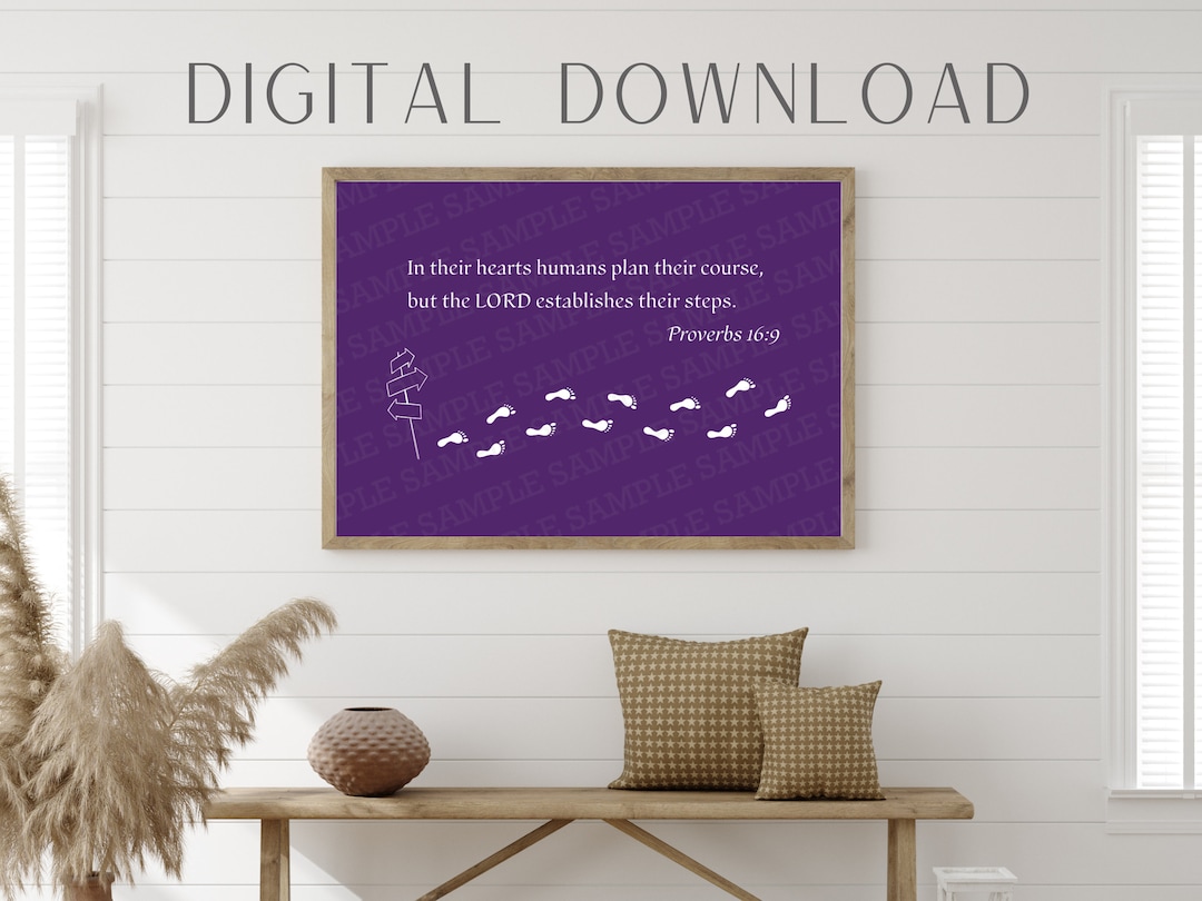 Proverbs 16:9 | Footprints Poster | Humans Plan Their Course ...