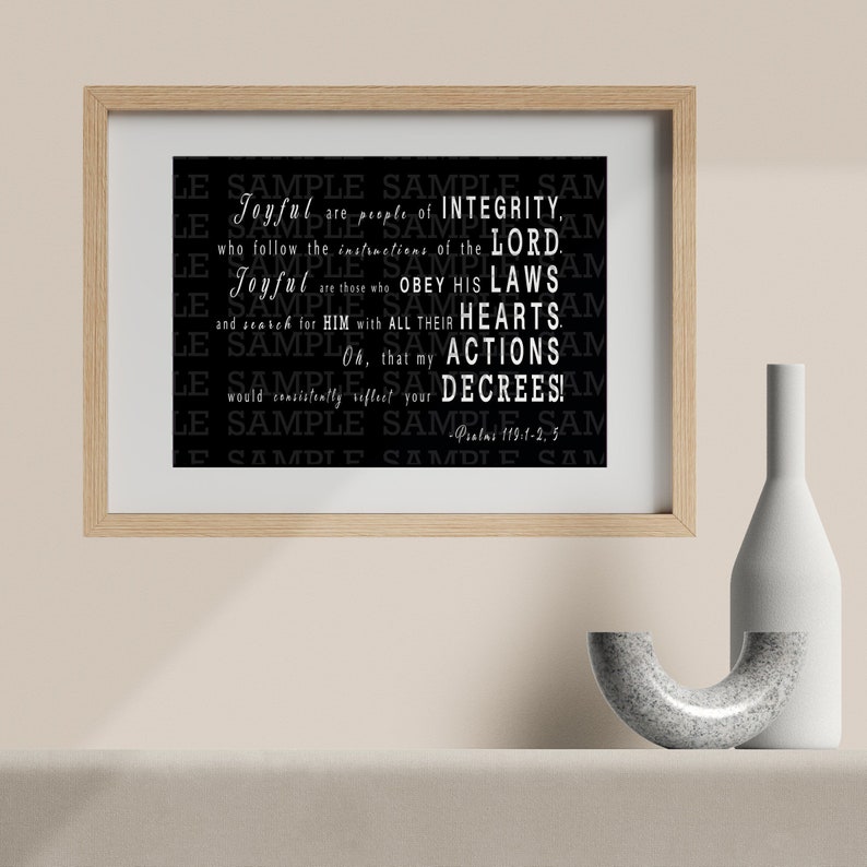 Psalm 119 Joyful Integrity Heart Action Blameless Wall - Etsy