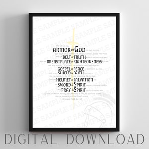 Ephesians 6 Armor of God Art | Spiritual Warrior Gift | Shield of Faith ...