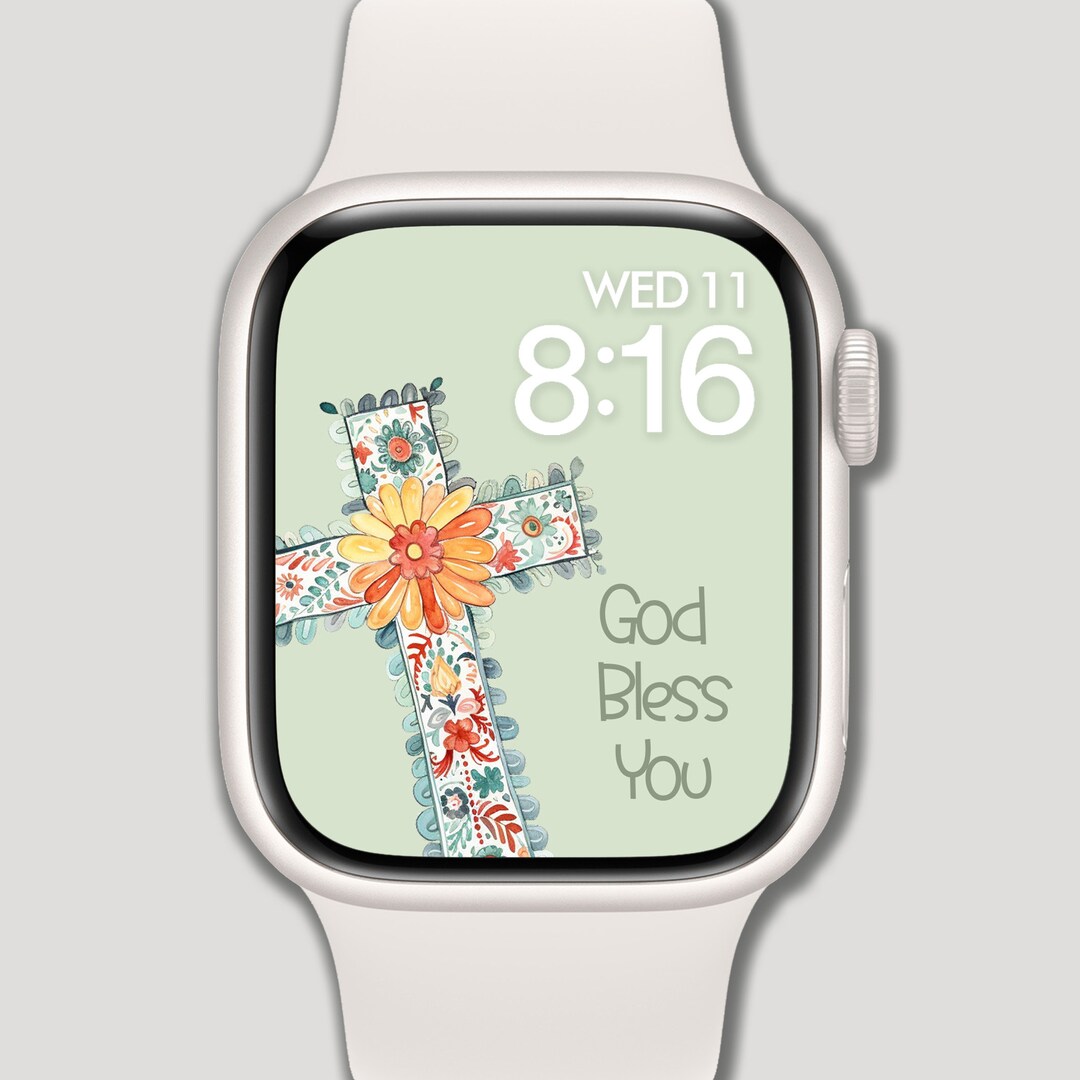 Apple Watch Wallpaper, Watch Face, Floral Cross, Watch Background ...