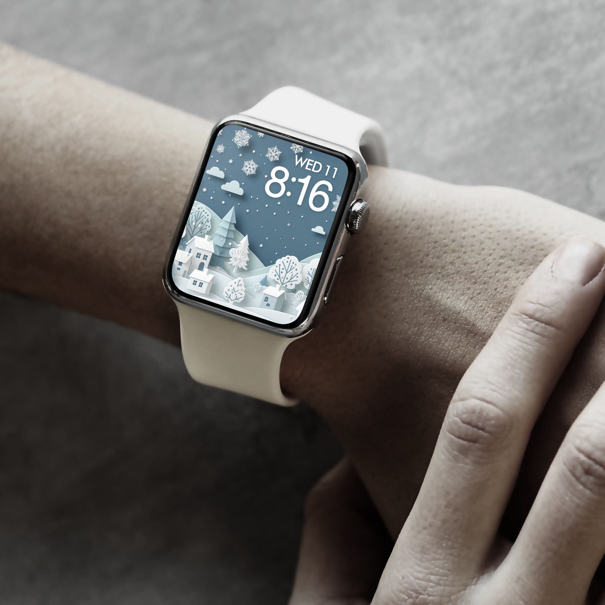 Apple Watch Wallpaper, Watch Face, Winter, Snowflakes, Watch Background ...