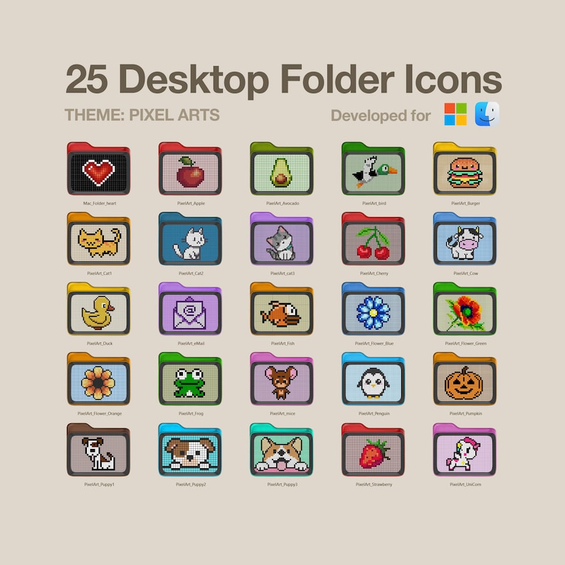 25 Desktop Folder Icons, Mac | PC Folder Icons , Desktop Aesthetic ...