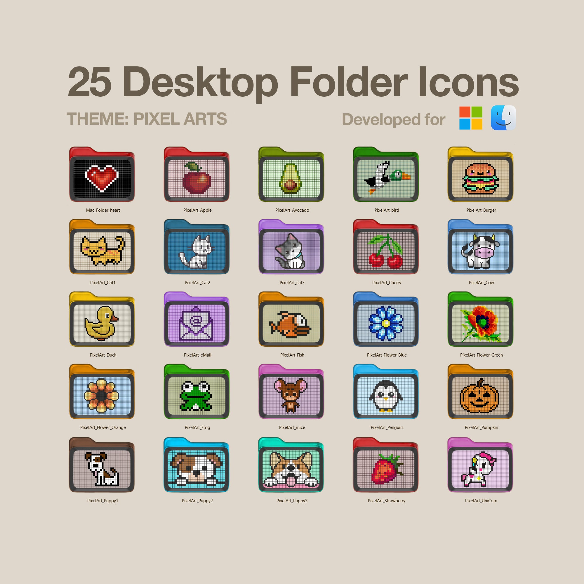 25 Desktop Folder Icons, Mac | PC Folder Icons , Desktop Aesthetic ...