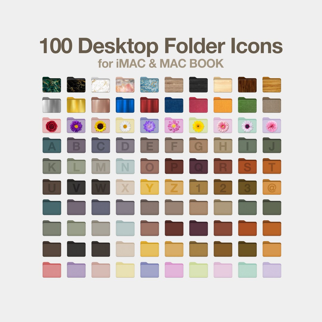 100 Desktop Folder Icons ,for MAC, Boho Colors, Pastel, Earth Tone ...