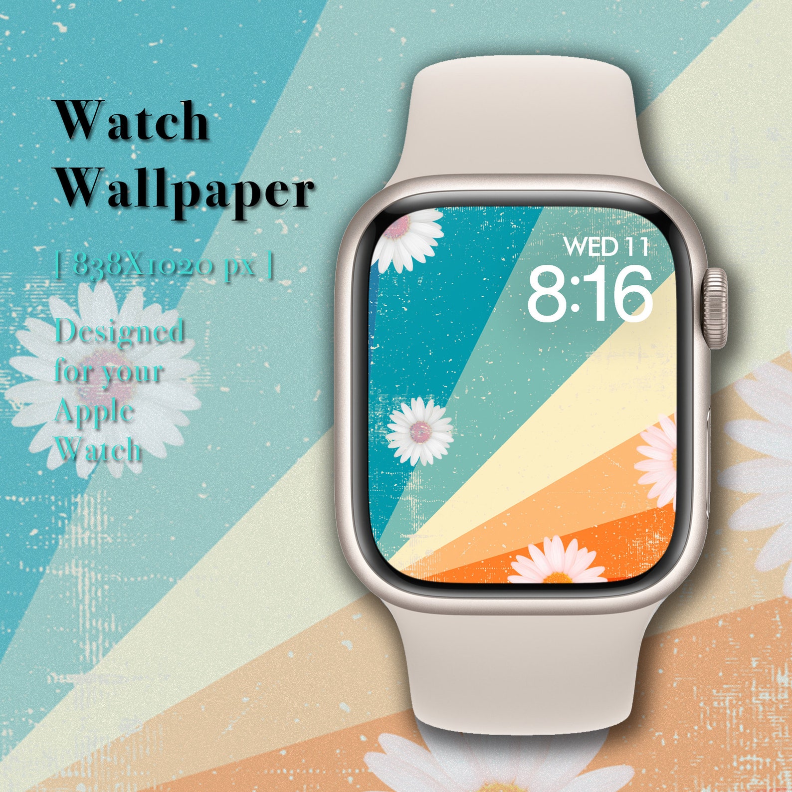Apple Watch Wallpaper, Watch Face,retro Daisy, Watch Background ...