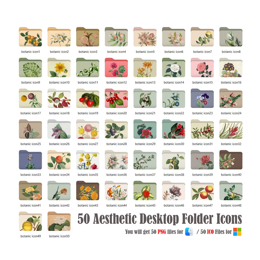 50 Desktop Folder Icons, Mac + Windows Folder Icons , Desktop Aesthetic ...