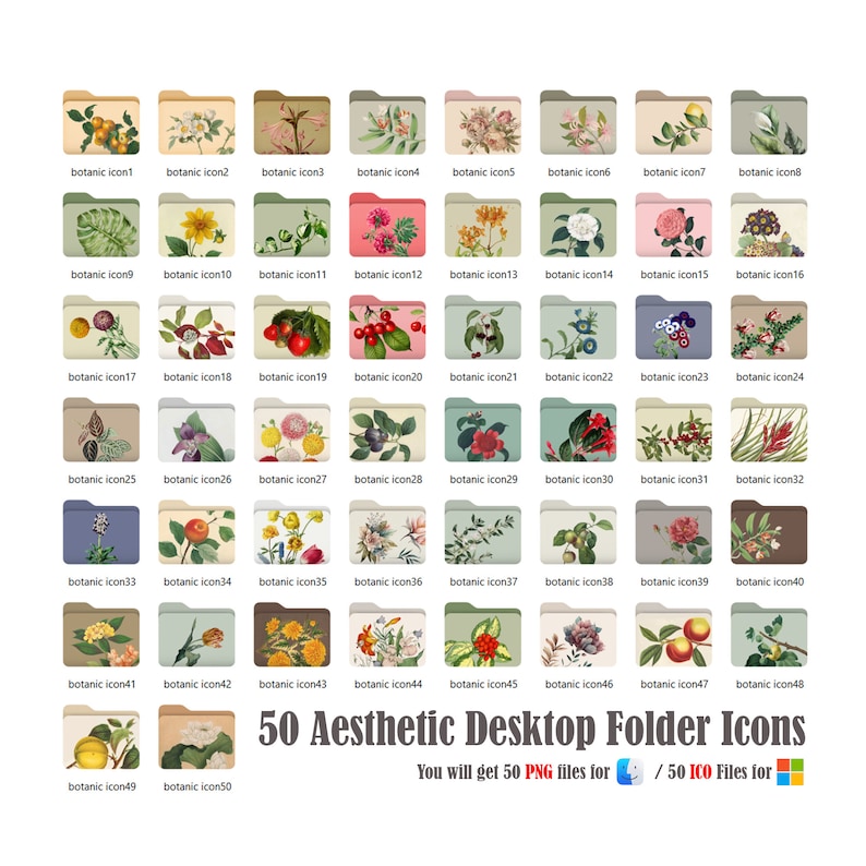 50 Desktop Folder Icons, Mac + Windows Folder Icons , Desktop Aesthetic ...