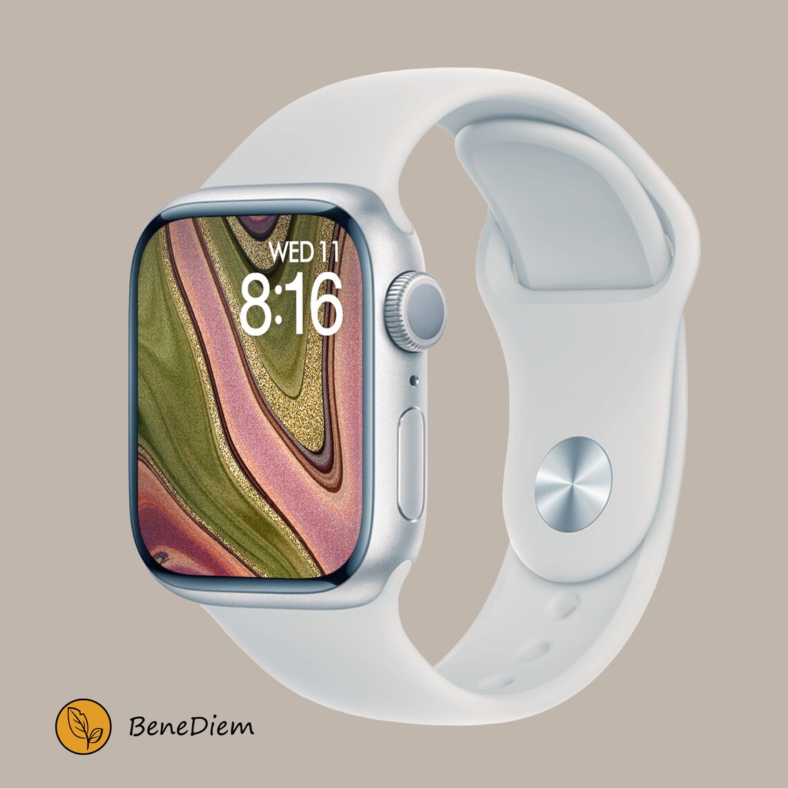 Digital Watch Wallpaper, Apple Watch Wallpaper, Marble Glitter, Watch ...