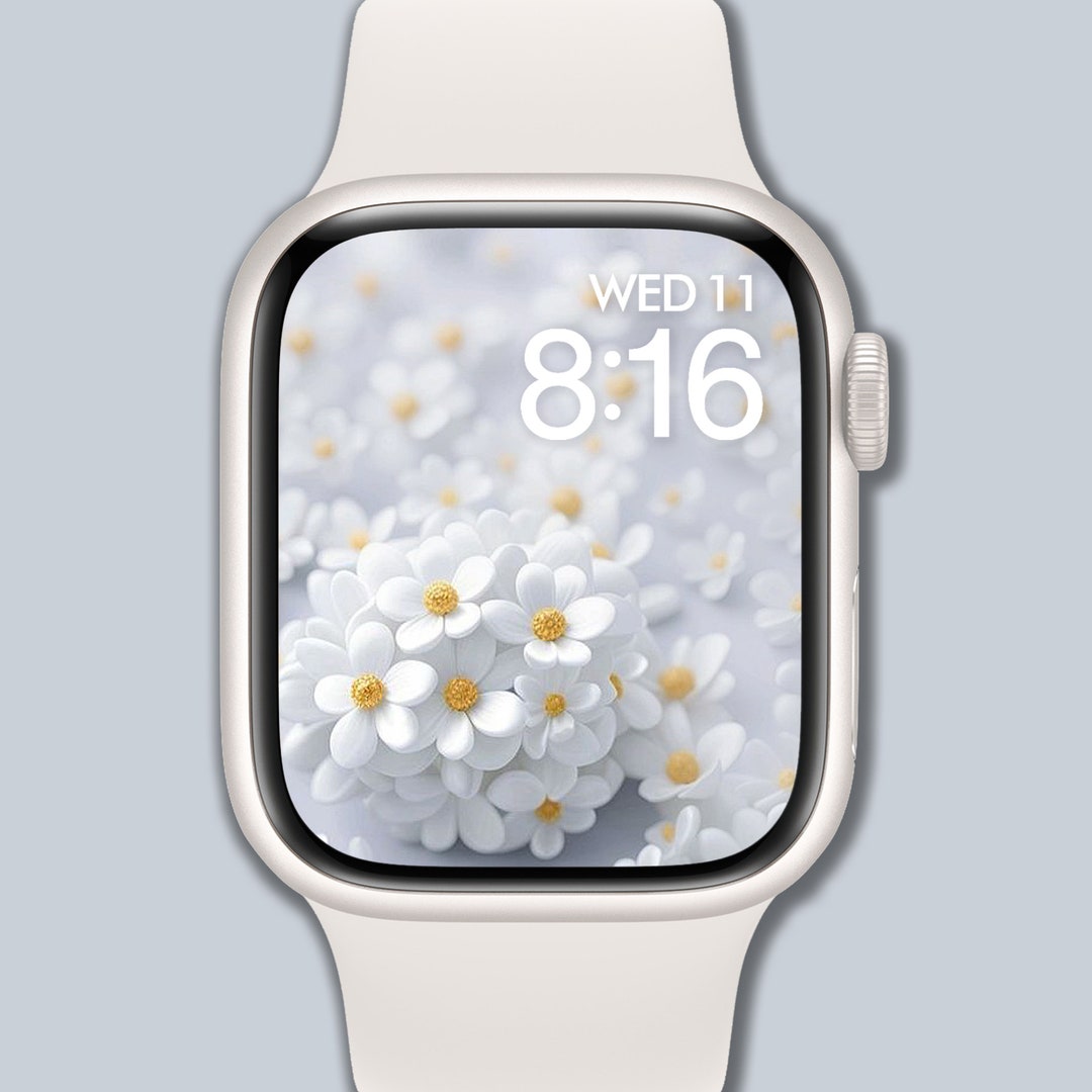 Apple Watch Wallpaper, Watch Face, White Daisies, Watch Background ...
