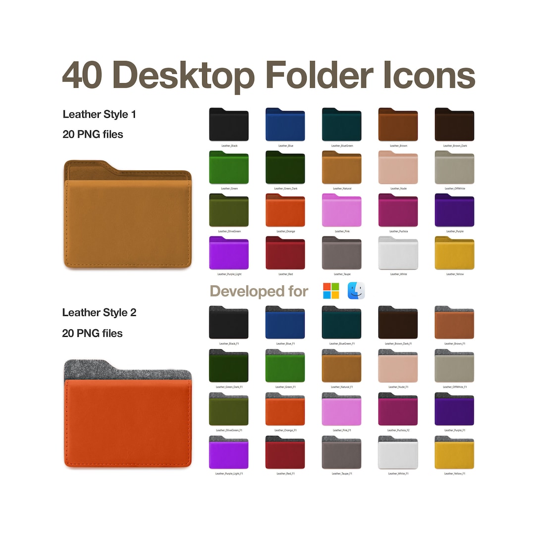 40 Desktop Folder Icons, Mac | PC Folder Icons , Leather Texture Folder ...