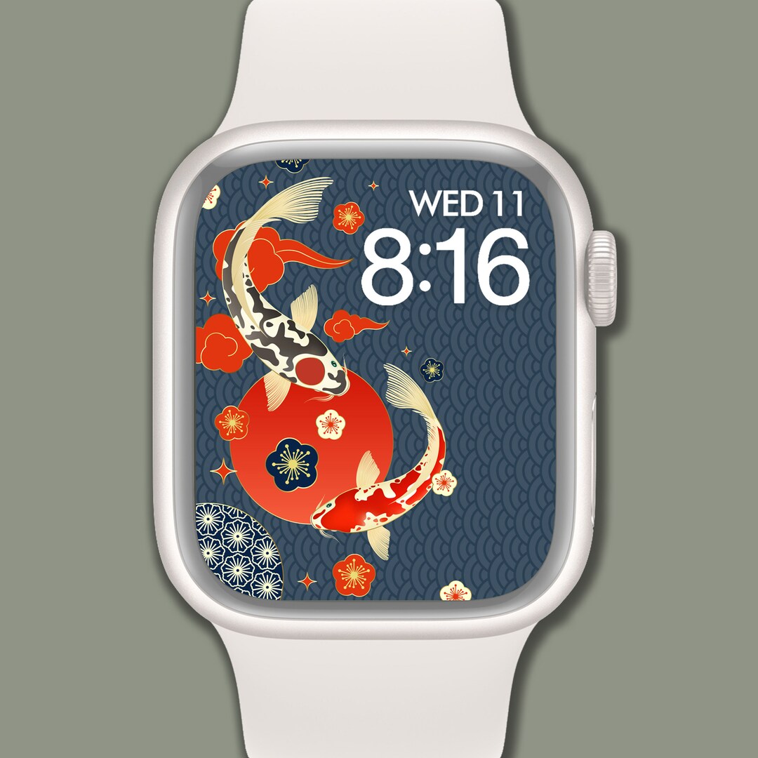 Digital Watch Wallpaper, Apple Watch Wallpaper, Koi Fish, Watch Face ...