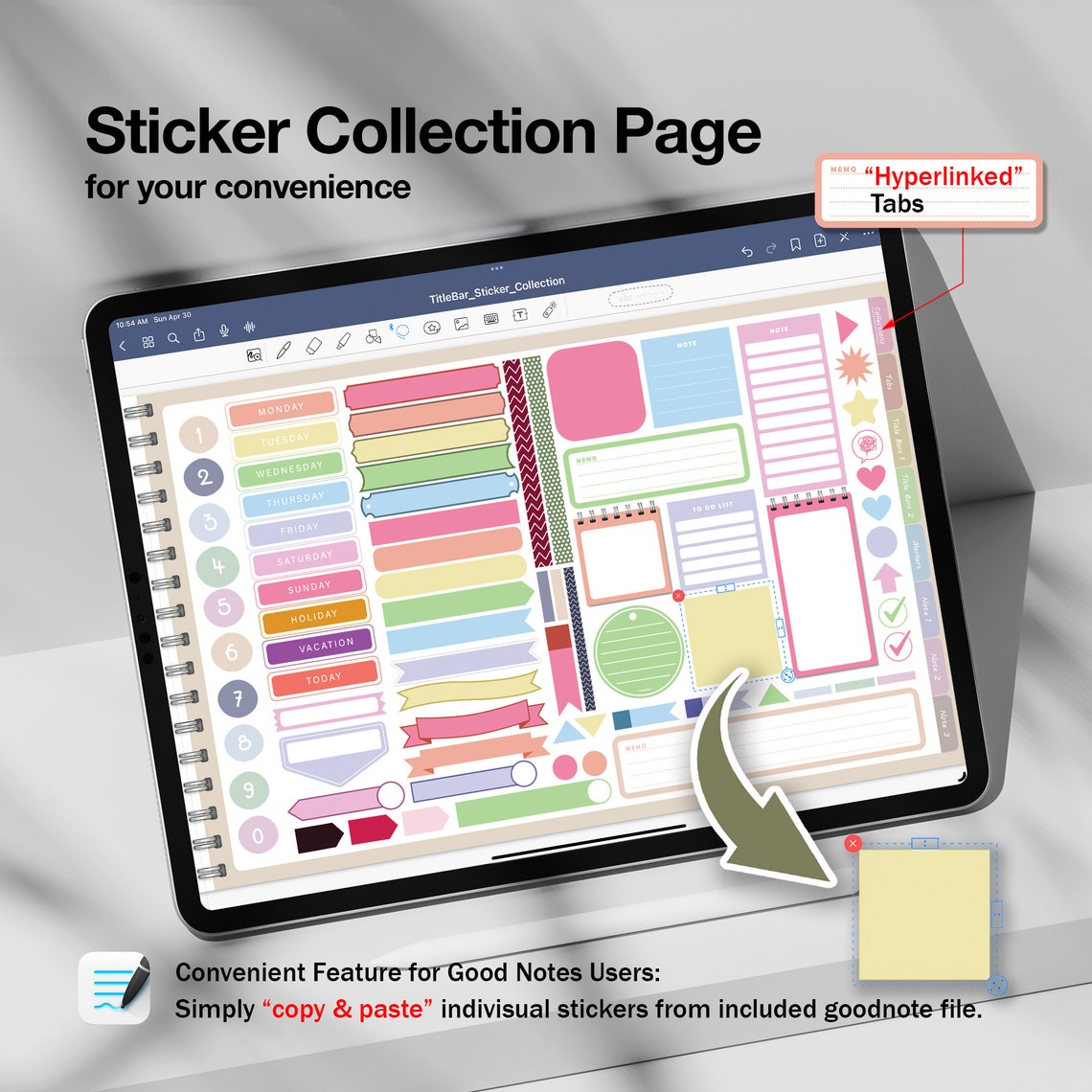 Digital Planner Stickers, Title Bars, Sticky Note Pads, Digital ...