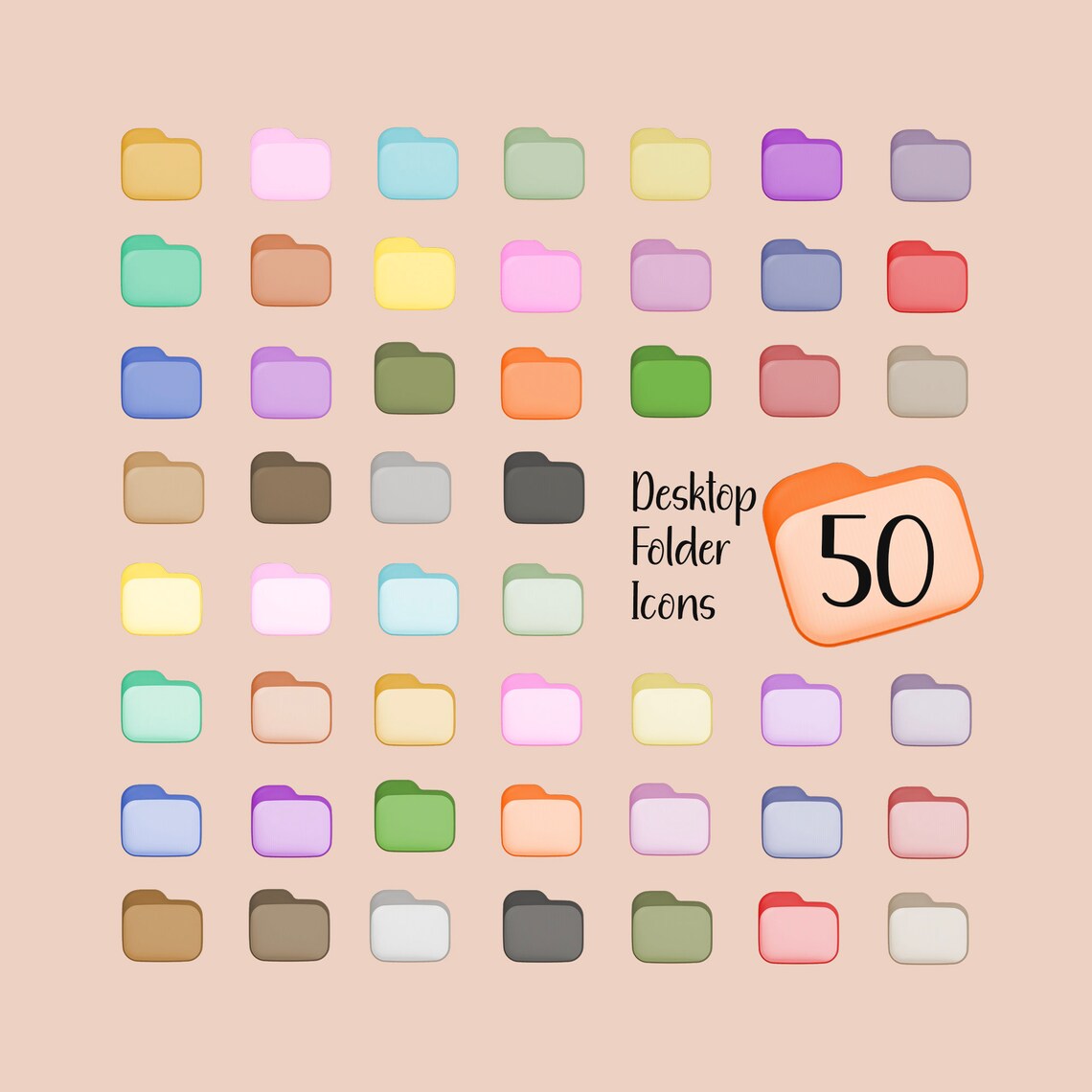 Digital 50 Desktop Folder Icons, Mac | PC Folder Icons , Desktop ...