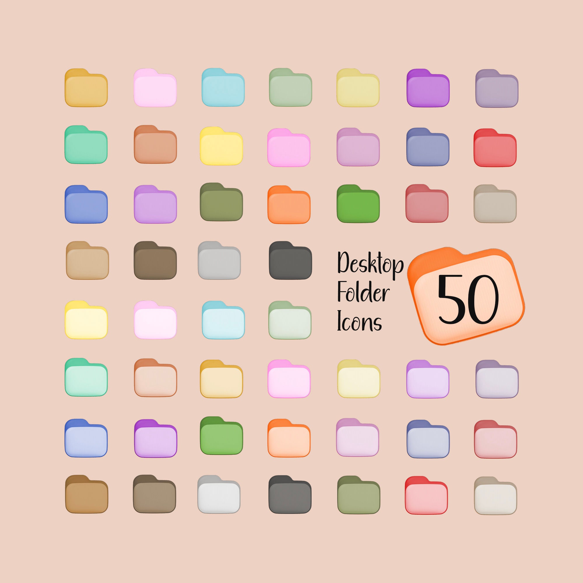 Digital 50 Desktop Folder Icons, Mac | PC Folder Icons , Desktop ...