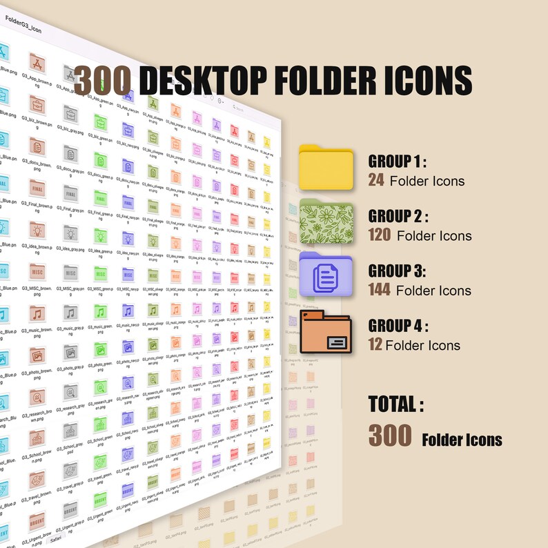 300 Bundle Desktop Folder Icons,macbook Folder Icons , Desktop ...
