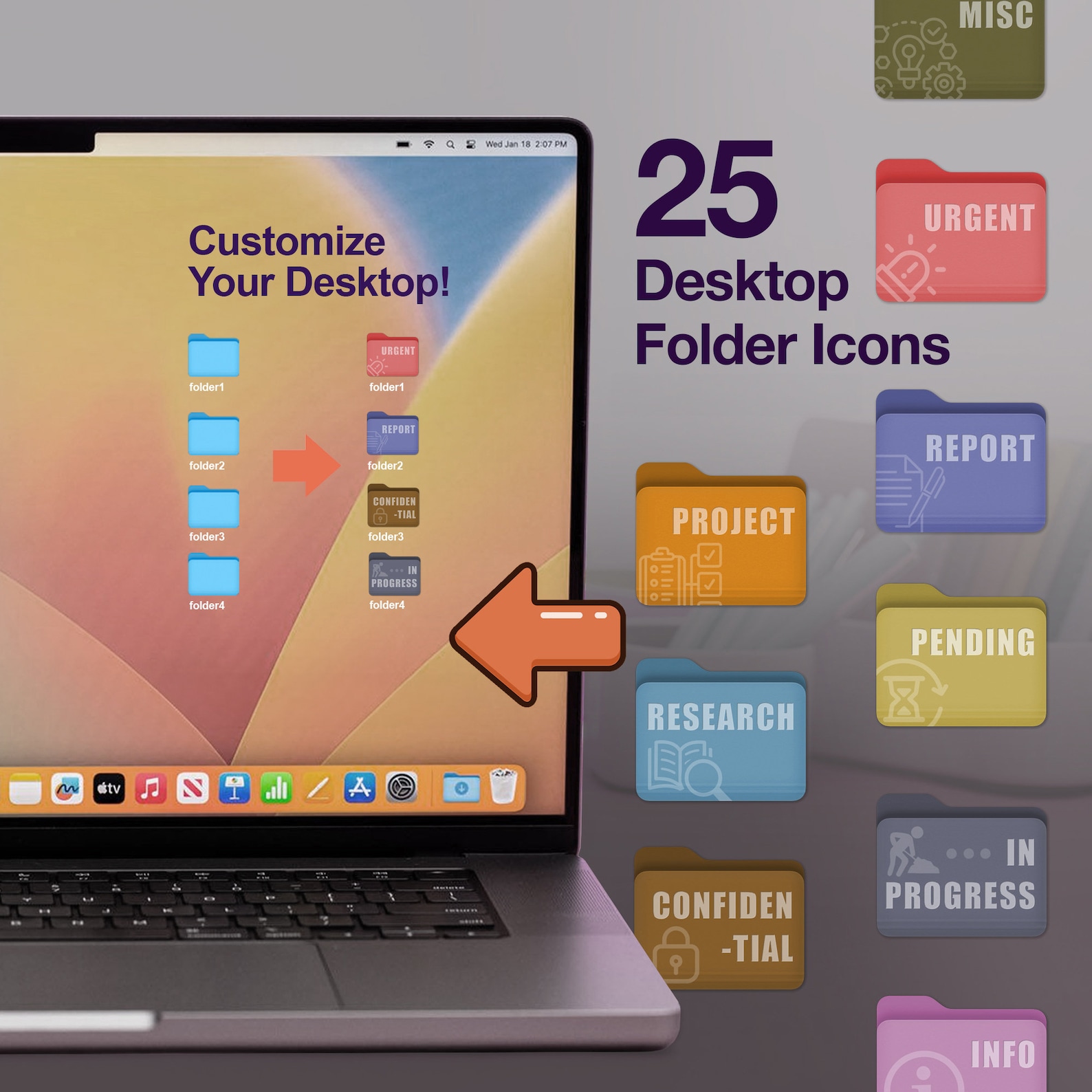 25 Desktop Folder Icons, Mac|pc Folder Icons , Desktop Aesthetic Folder ...