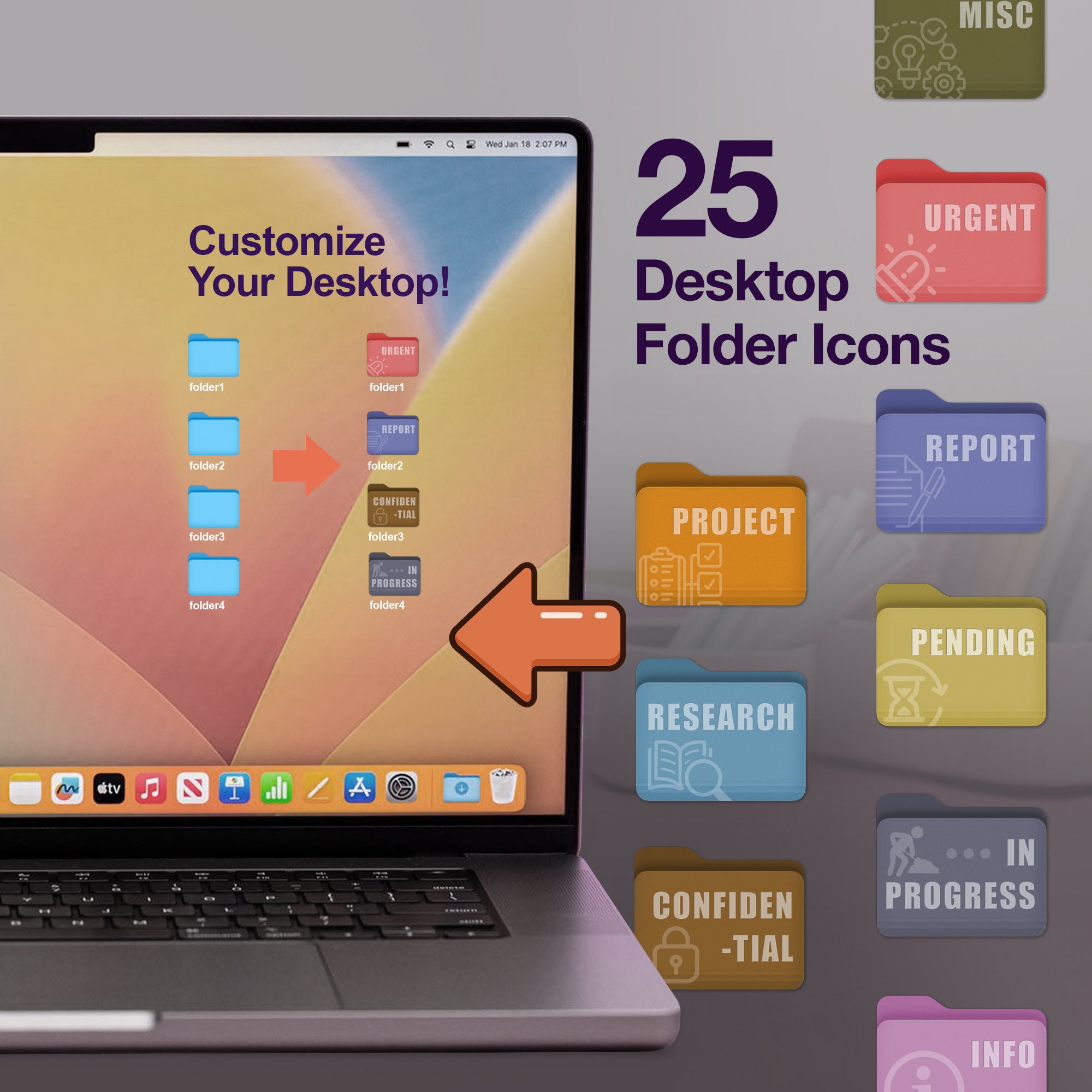 25 Desktop Folder Icons, Mac|pc Folder Icons , Desktop Aesthetic Folder ...
