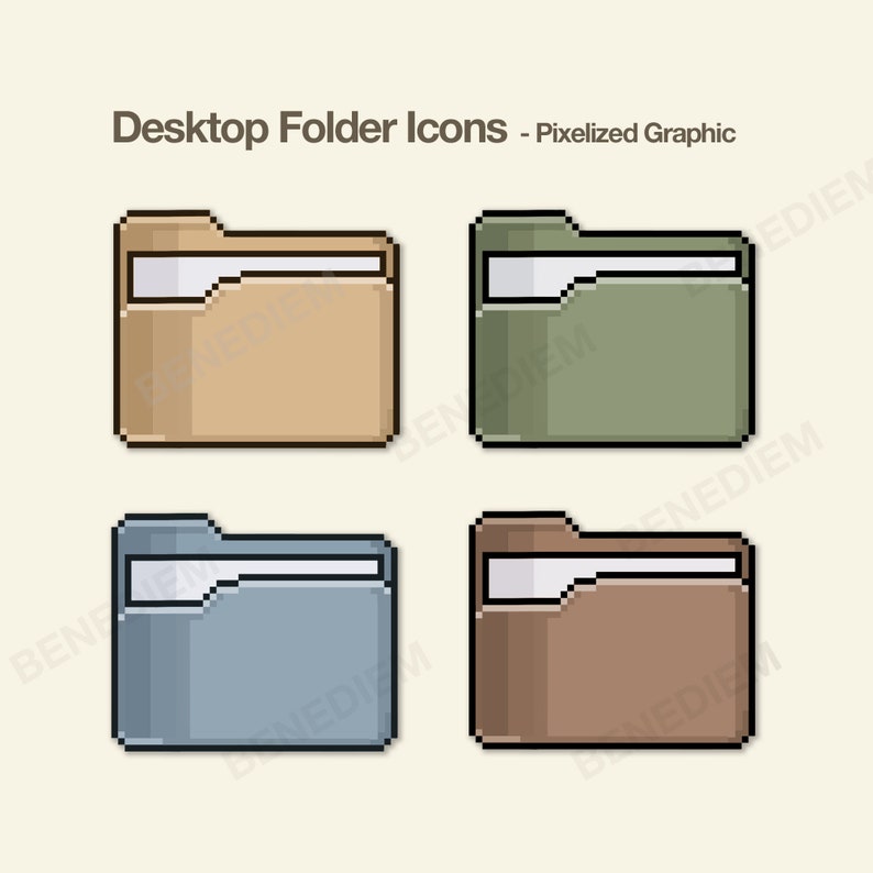 25 Desktop Folder Icons, Mac|pc Folder Icons , Pixelized Graphic Folder ...
