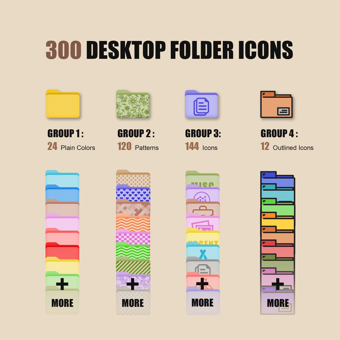 300 Bundle Desktop Folder Icons,macbook Folder Icons , Desktop ...