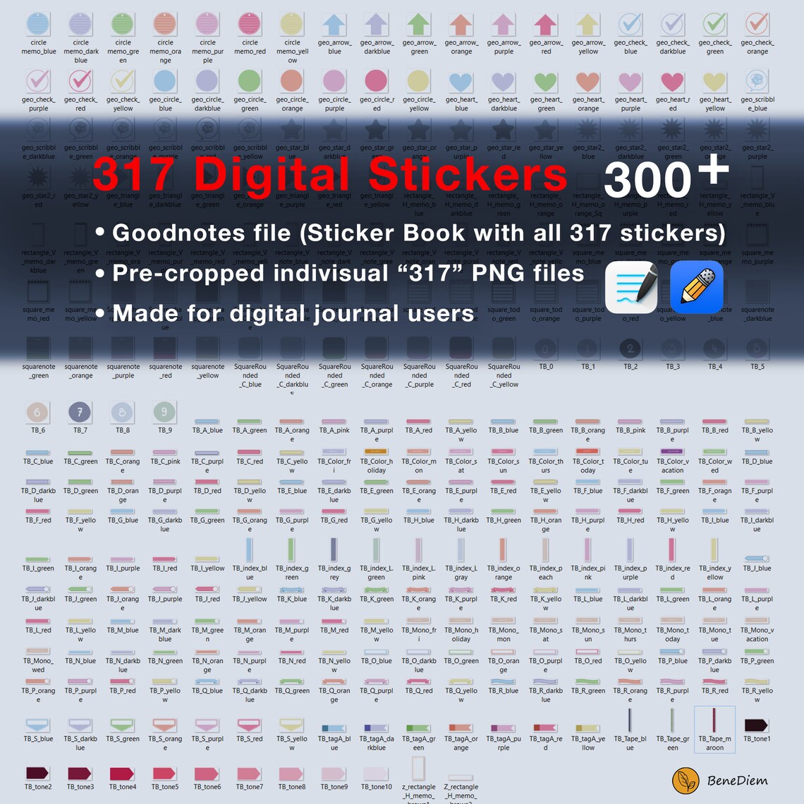 Digital Planner Stickers, Title Bars, Sticky Note Pads, Digital ...