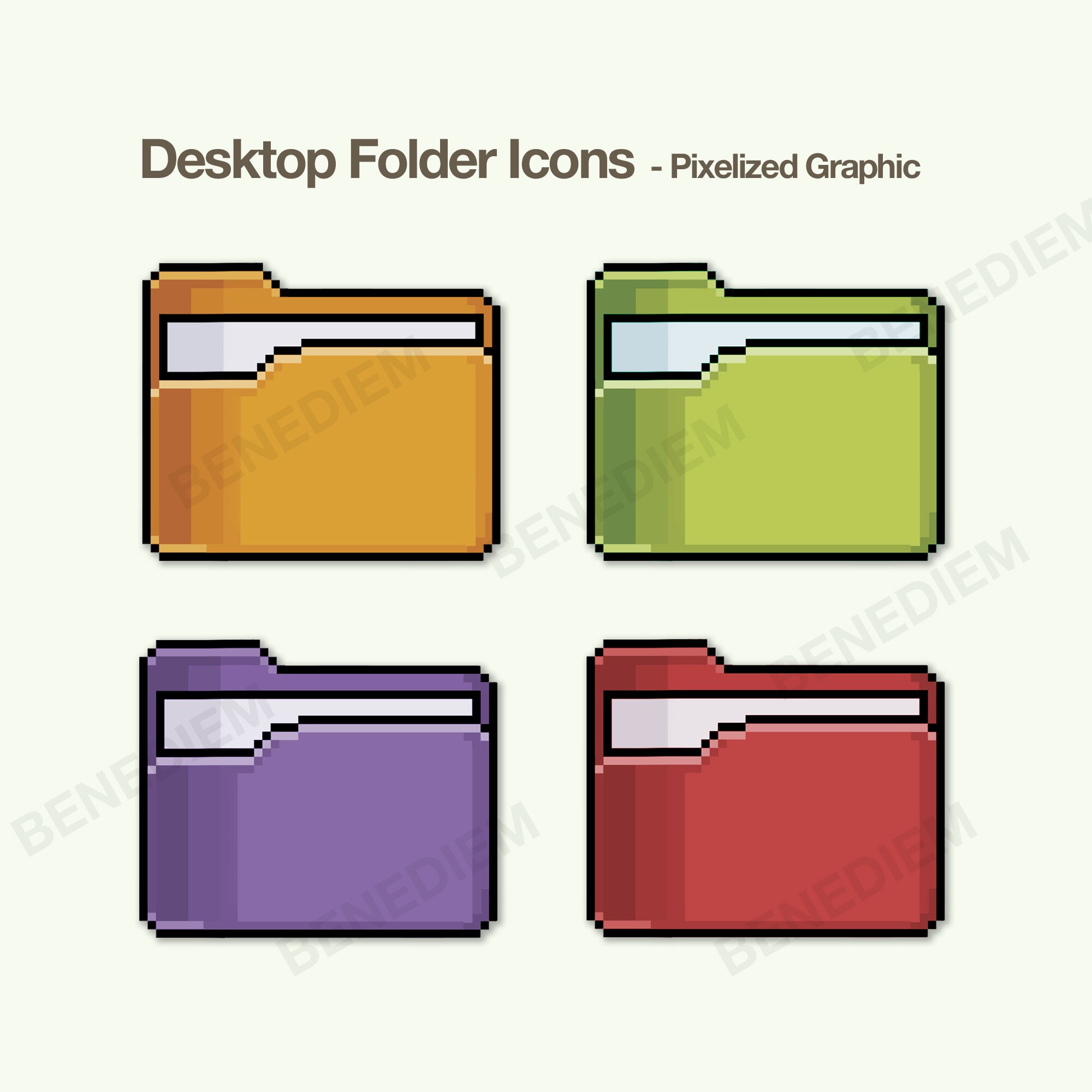 25 Desktop Folder Icons, Mac|pc Folder Icons , Pixelized Graphic Folder ...
