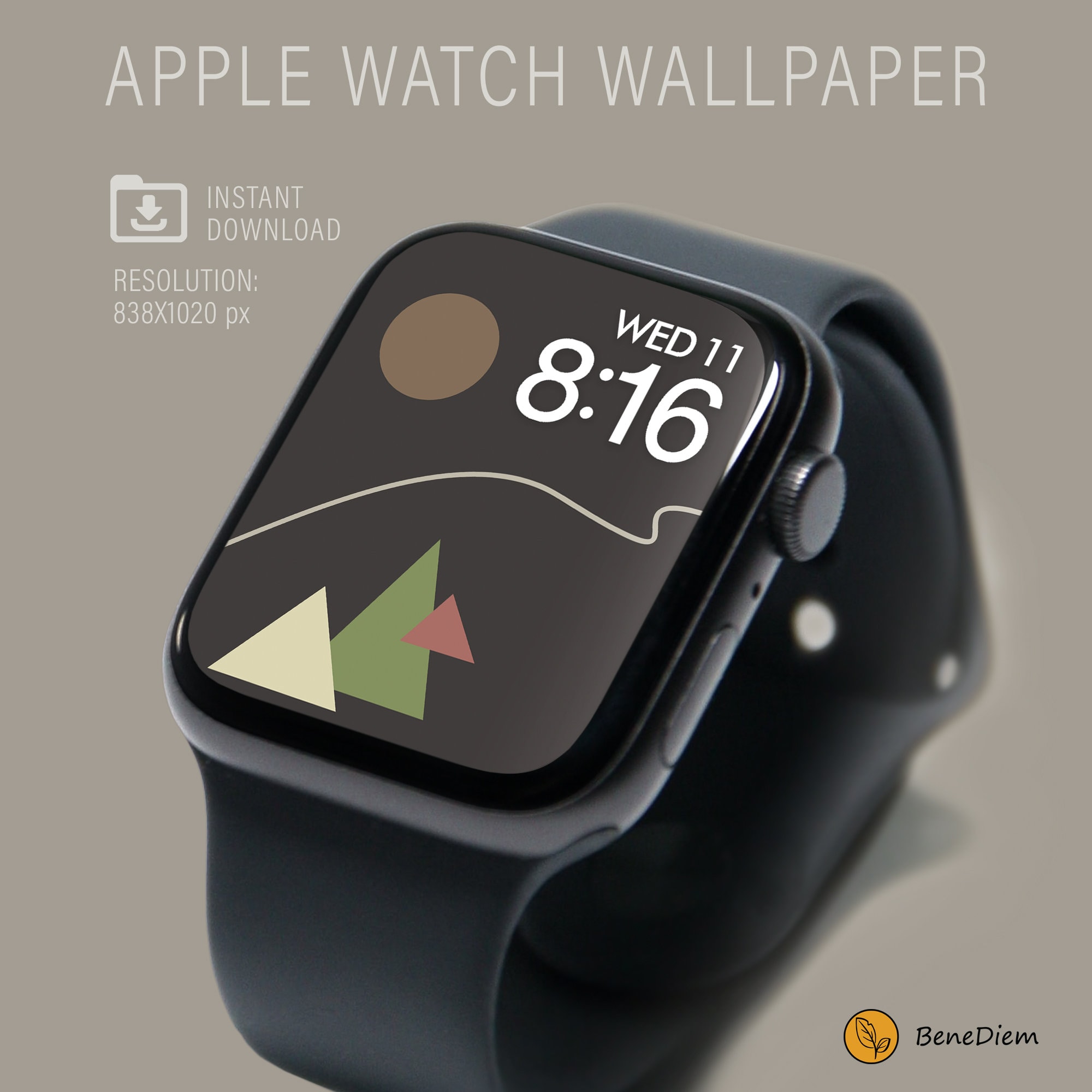 Digital Watch Wallpaper, Apple Watch,boho Geometric Scenery, Watch Face ...