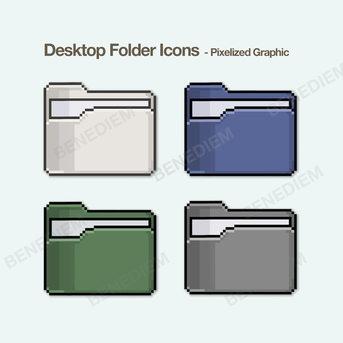 25 Desktop Folder Icons, Mac|pc Folder Icons , Pixelized Graphic Folder ...