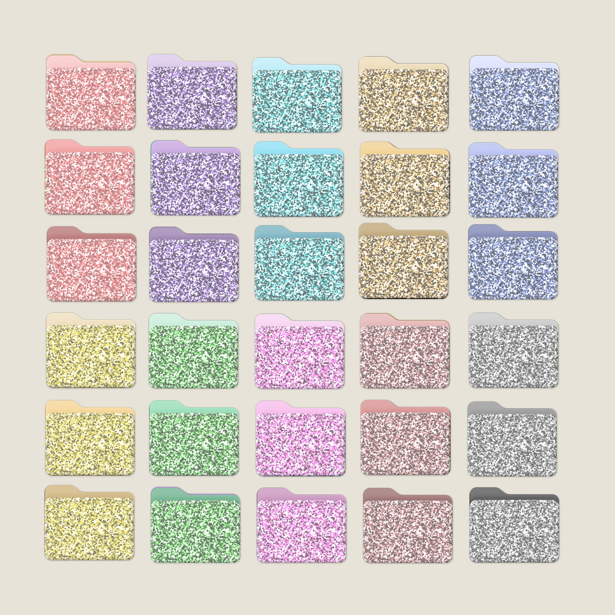 60 Desktop Folder Icons, Glitter Pattern, Mac+windows Folder Icons ...
