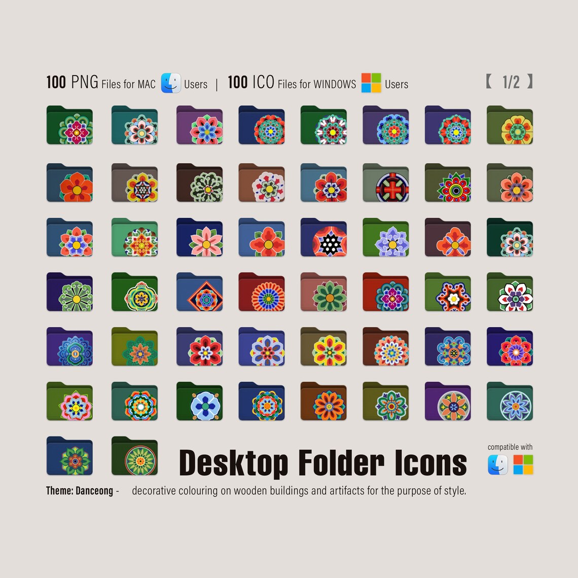 Digital 100 Desktop Folder Icons, for Mac, for PC, Desktop Aesthetic ...