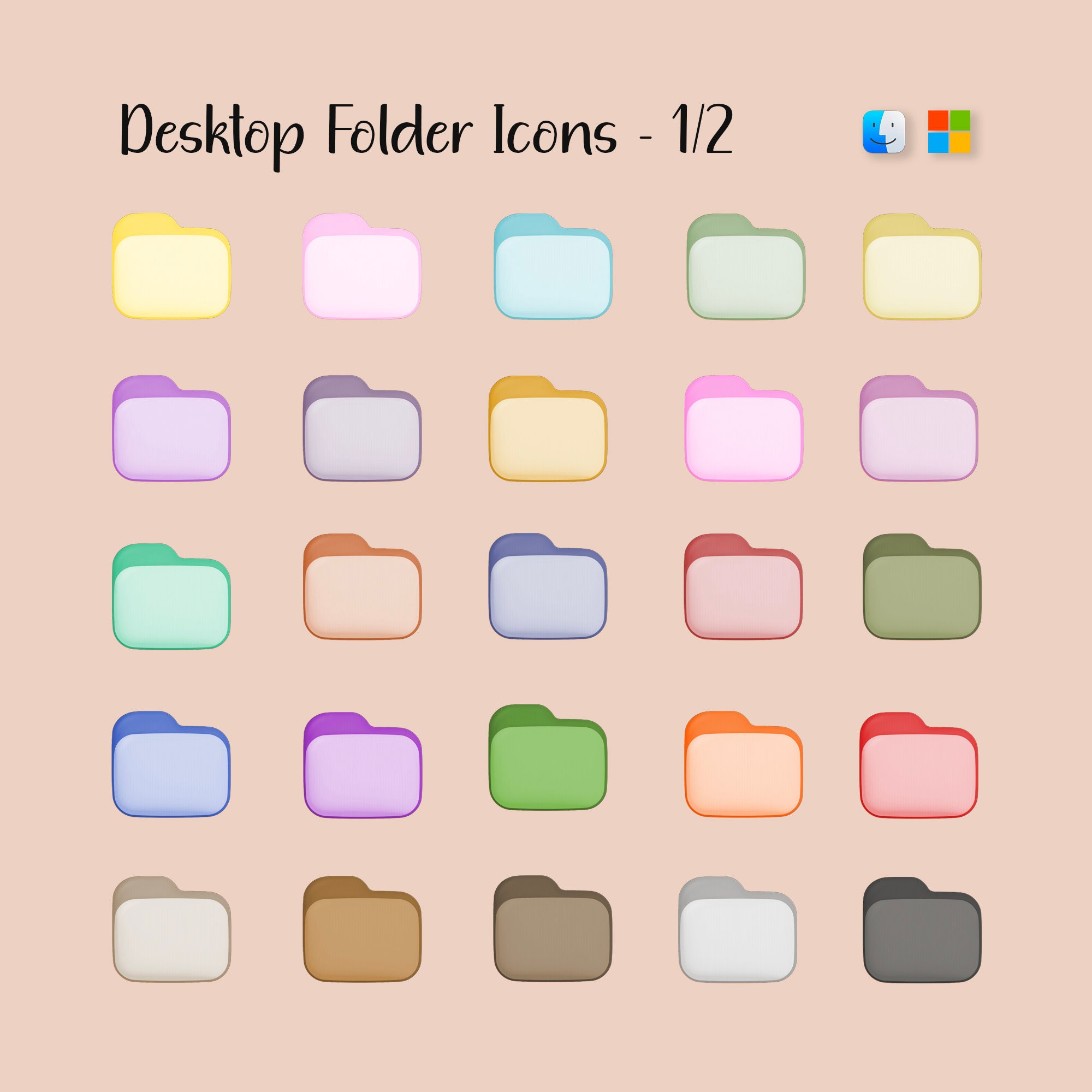 Digital 50 Desktop Folder Icons, Mac | PC Folder Icons , Desktop ...