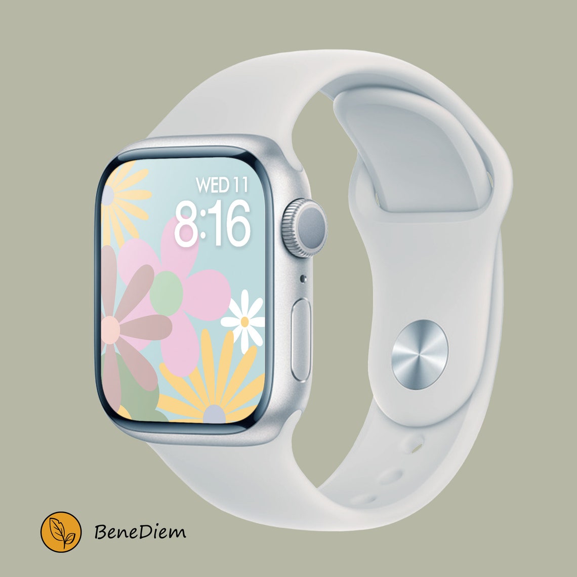 Digital Watch Wallpaper, Apple Watch Wallpaper, Boho Floral, Watch Face ...
