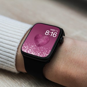 Apple Watch Wallpaper, Watch Face, Glitter Heart, Watch Background ...