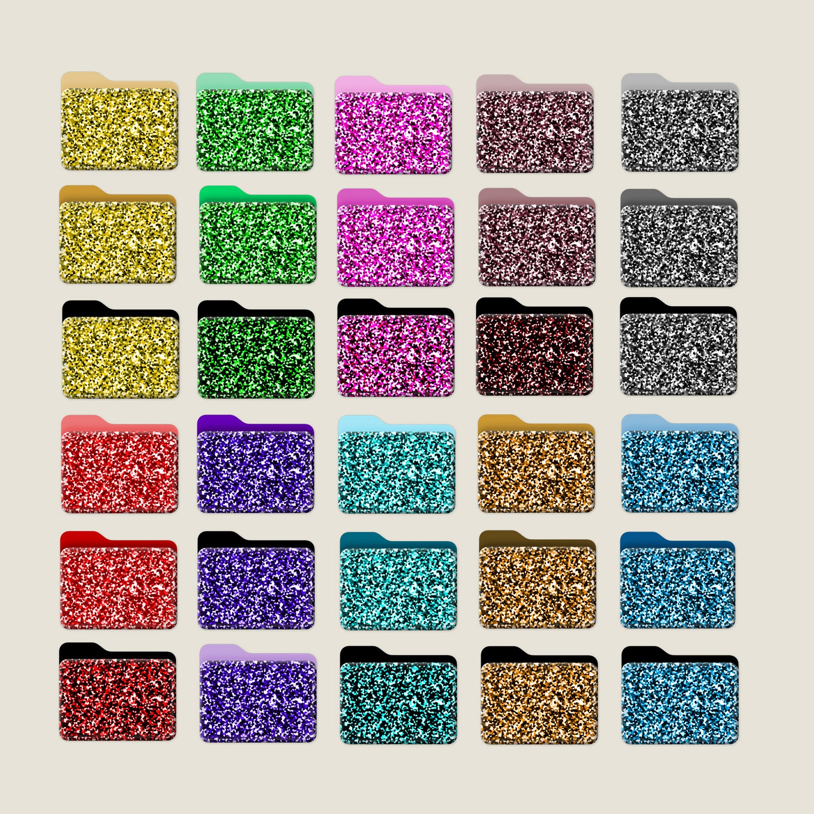60 Desktop Folder Icons, Glitter Pattern, Mac+windows Folder Icons ...